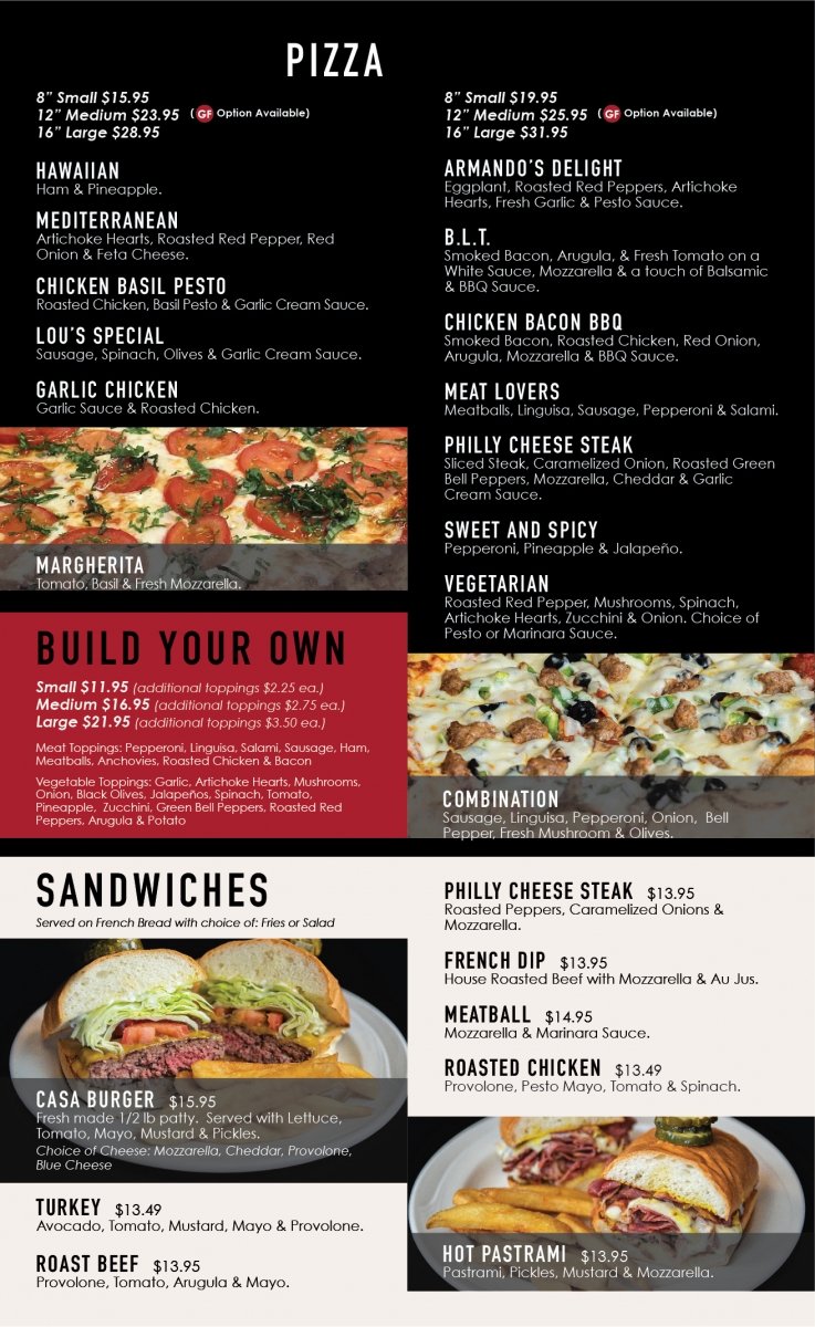 Casa Sorrento Pizzeria Wine & Spirits - Our Menu