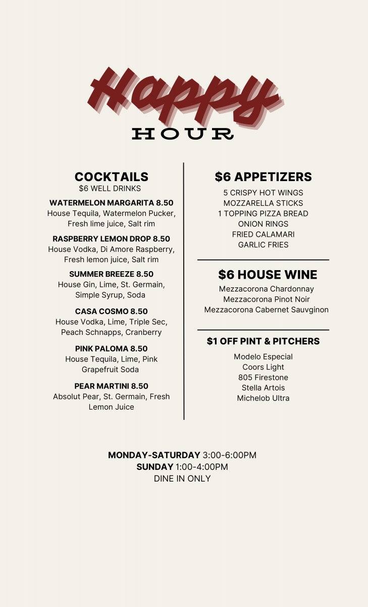 Casa Sorrento Pizzeria Wine & Spirits - Our Menu